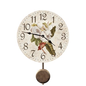 Magnolia Flower Clock Rustic Flower Wall Clock - Etsy