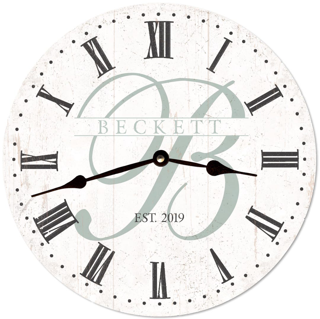 Monogram Clock- Personalized Monogram Clock- White Monogram Clock - Etsy
