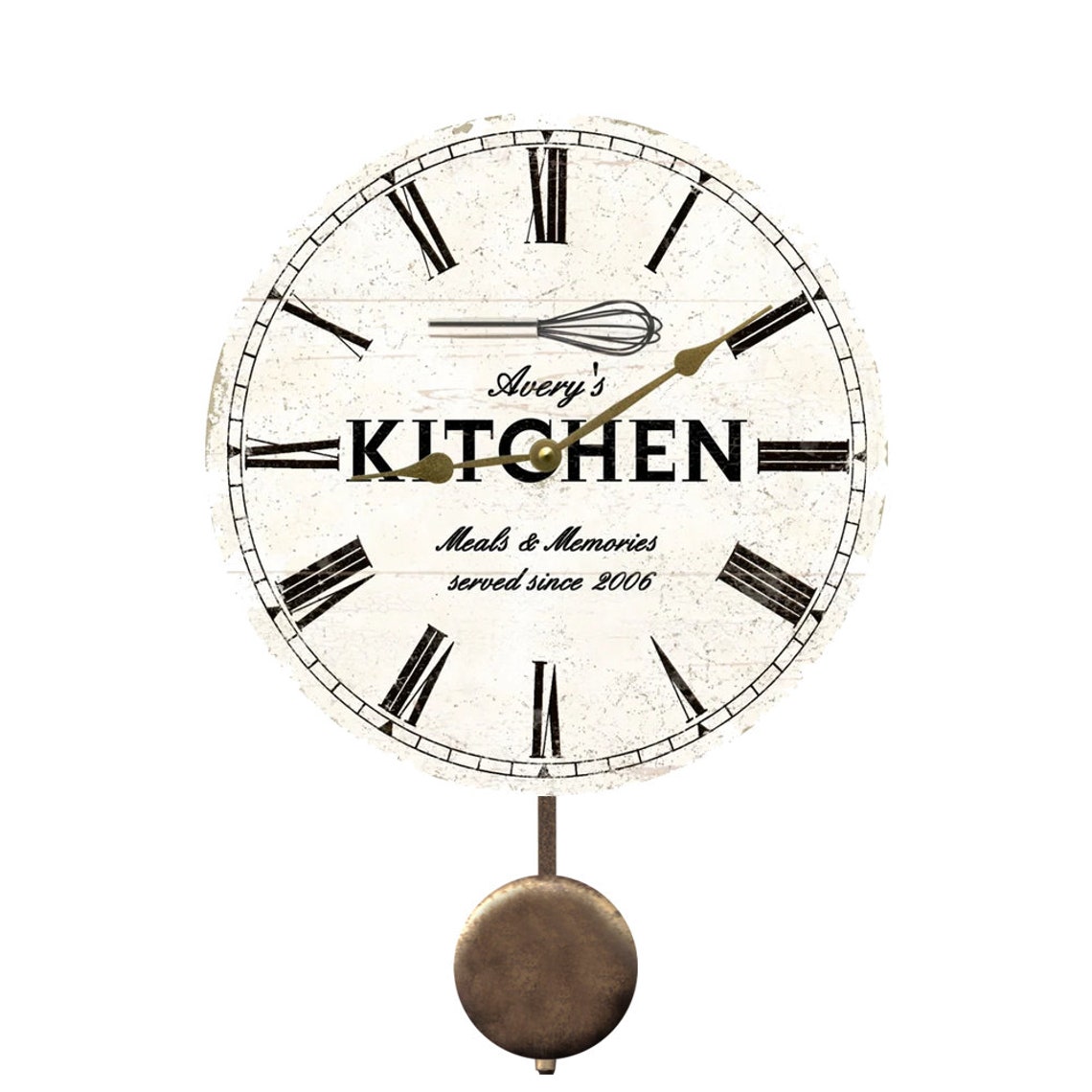 Personalized Kitchen Wall Clock White Rustic Kitchen Clock - Etsy