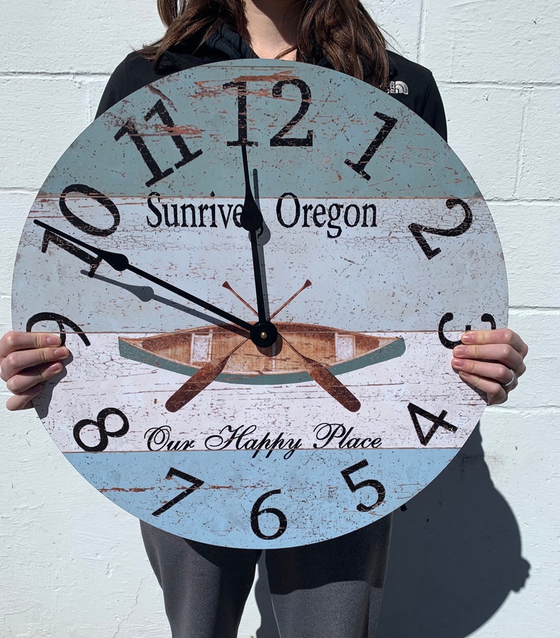 Personalized Canoe Lake Clock Our Happy Place Clock - Etsy
