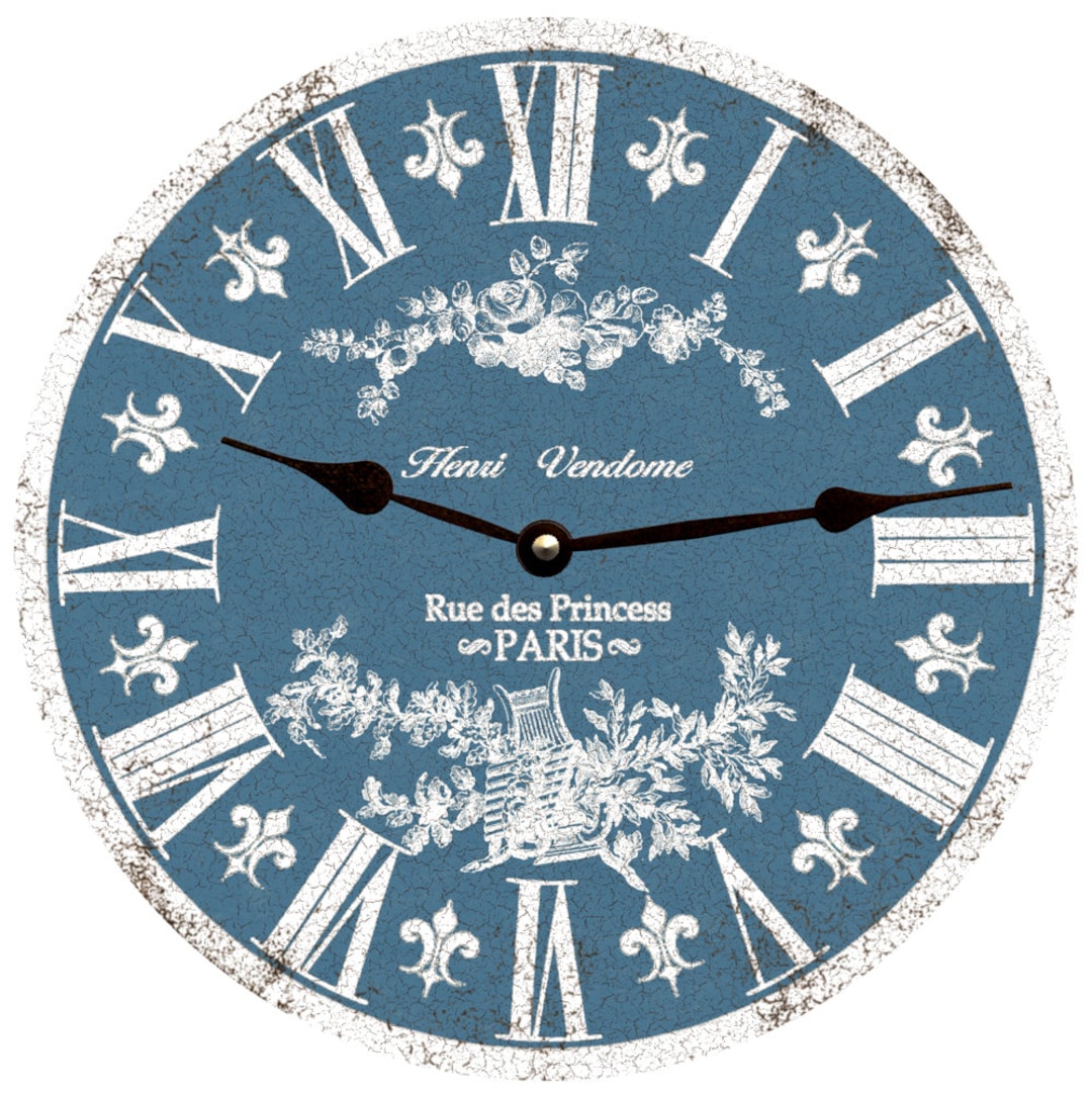 French Clock- Light Blue Toile Paris Clock - Etsy