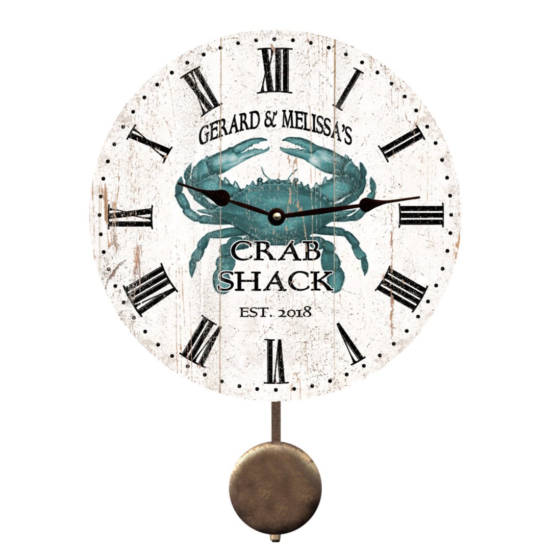 Personalized Blue Crab Pendulum Clock - Etsy