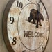 Bear Wall Clock- Rustic Welcome Bear Clock - Etsy