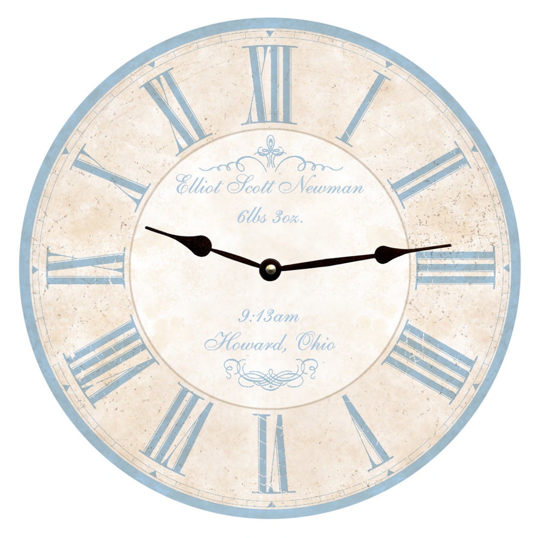 Blue Clock- Baby Stats Clock- Nursery Wall Clock - Etsy