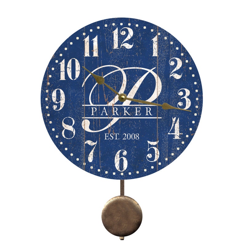 Personalized Blue Monogram Clock Monogram Clock | Etsy
