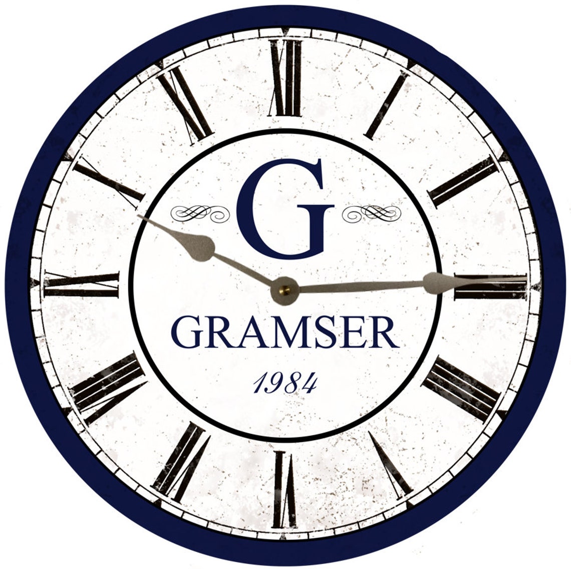 Blue Monogram Clock Navy Blue Clock - Etsy