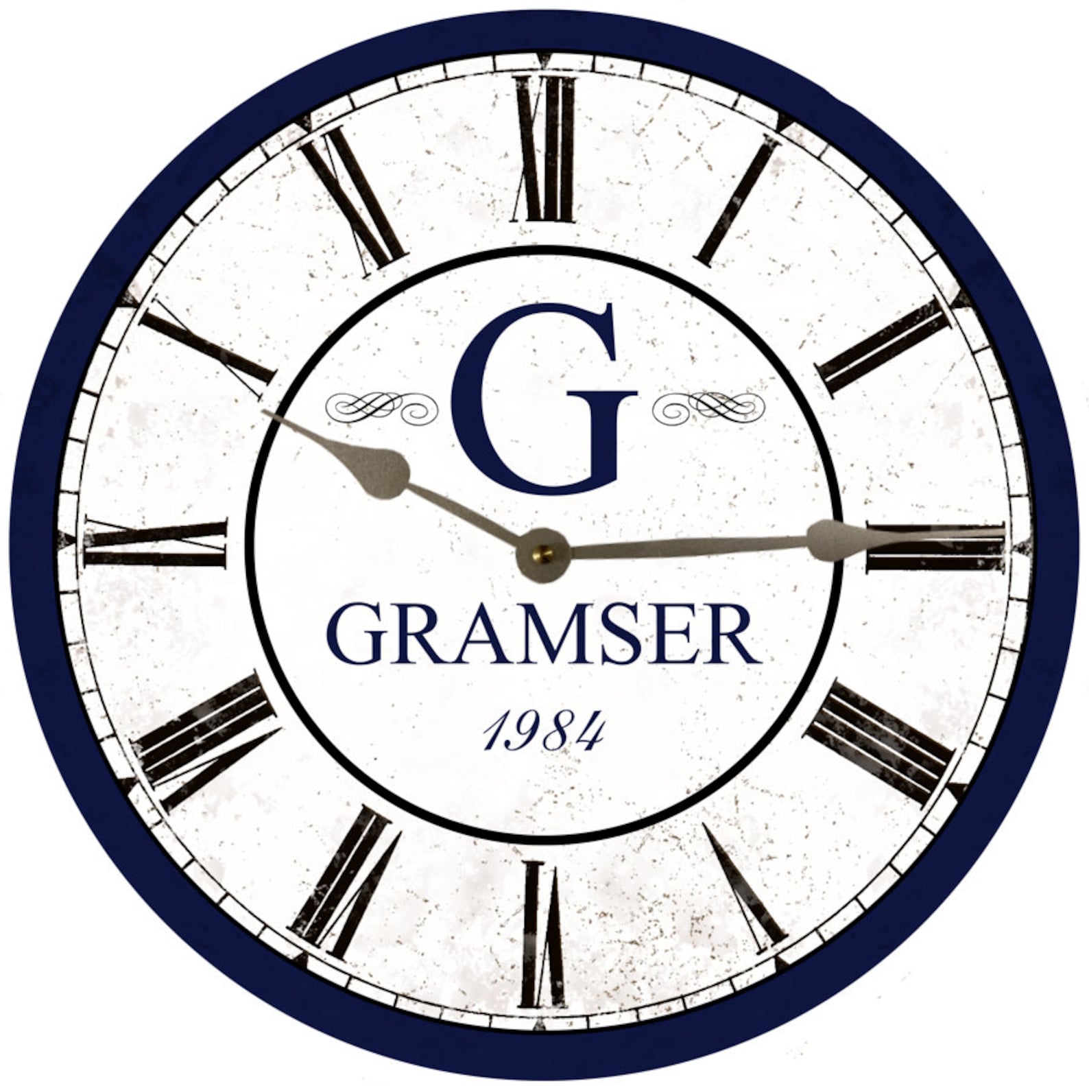 Blue Monogram Clock Navy Blue Clock - Etsy