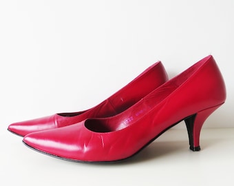 Red Leather Pumps - Etsy
