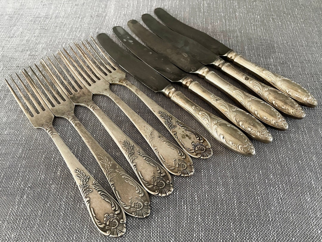 5 X Melchior Cutlery Set, Soviet Vintage 60s Cupronickel Forks and ...