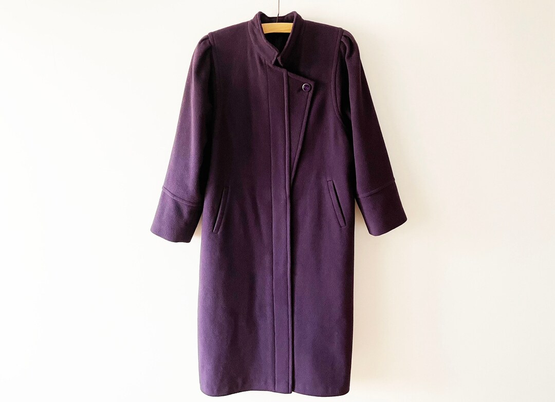 90s Wool Overcoat: Lilac Purple Asymmetric Trench Coat, Made in Finland ...