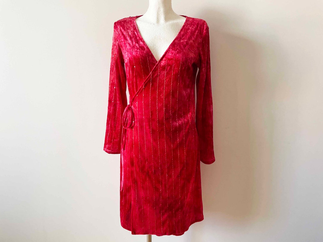 Red Duster Coat, Sequined Women Velvet Jacket, Long Sleeve Women's ...