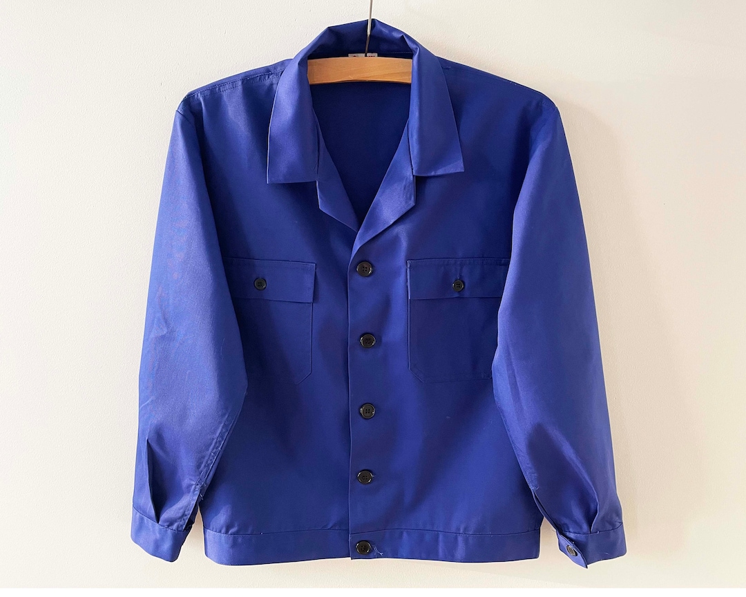 Navy Blue Work Jacket, Workers Jacket, Cotton Blend Workwear, Work ...