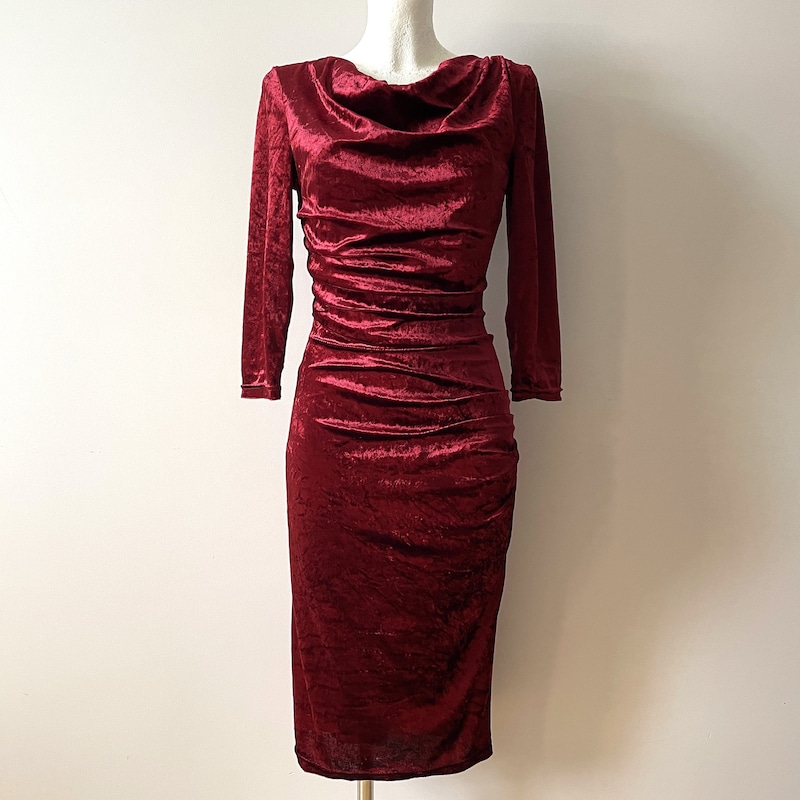 Burgundy Velvet Dress - Etsy
