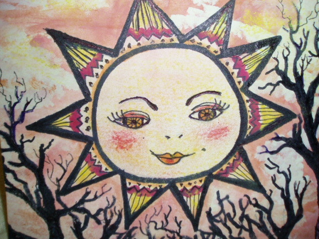 Sun Smiling Kate Perrin Unique Art Original Painting - Etsy