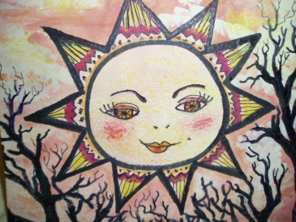 Sun Smiling Kate Perrin Unique Art Original Painting - Etsy