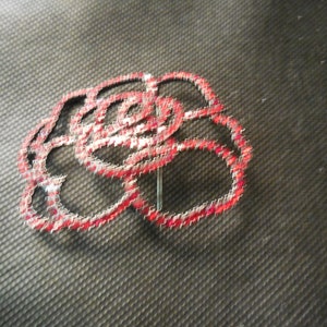 Red Set Rhinestone Rose Pin Vintage Brooch - Etsy