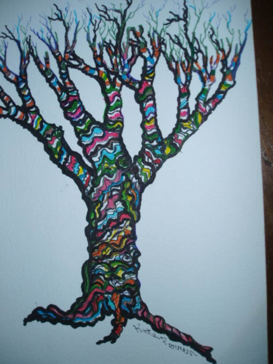 Barren Tree Painting Kates Unique Art Signed Kate Perrin - Etsy