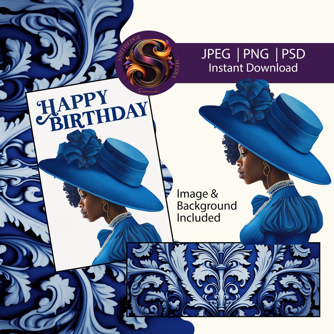 Blue Hat Lady| Elegant Lady| Happy Birthday Zeta Phi Beta Image ...