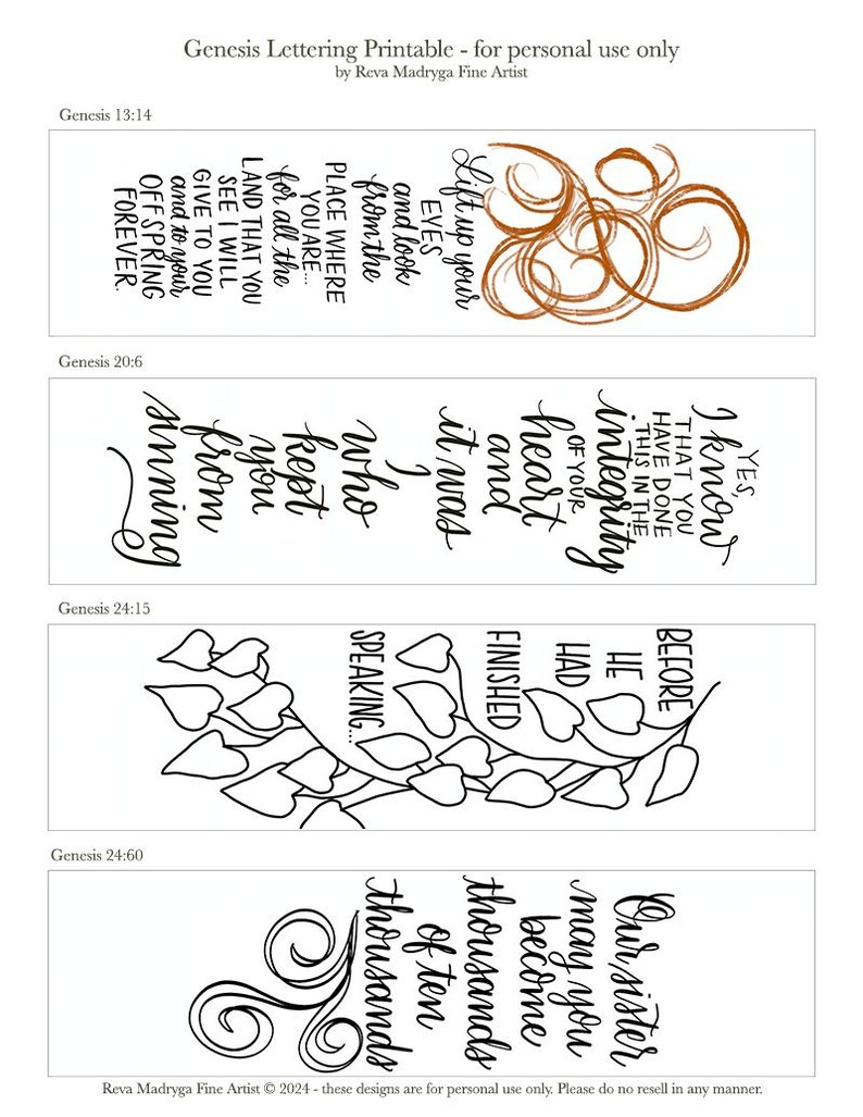 Genesis Lettering Template for Bible Journaling Hand Drawn Printable ...