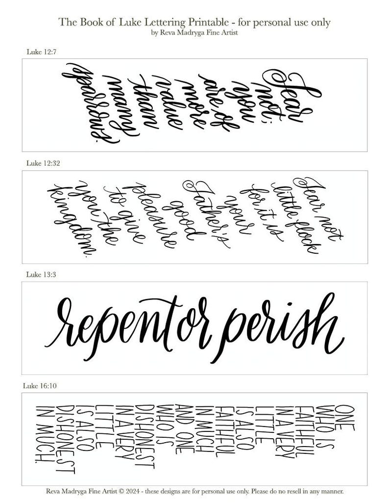 Luke Lettering Template for Bible Journaling Hand Drawn Printable ...