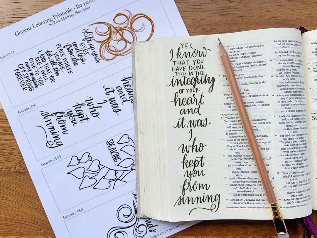 Genesis Lettering Template for Bible Journaling Hand Drawn Printable ...