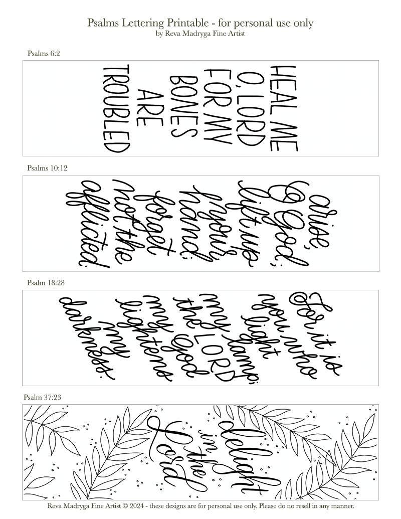 Psalms Lettering Template for Bible Journaling Hand Drawn Printable ...