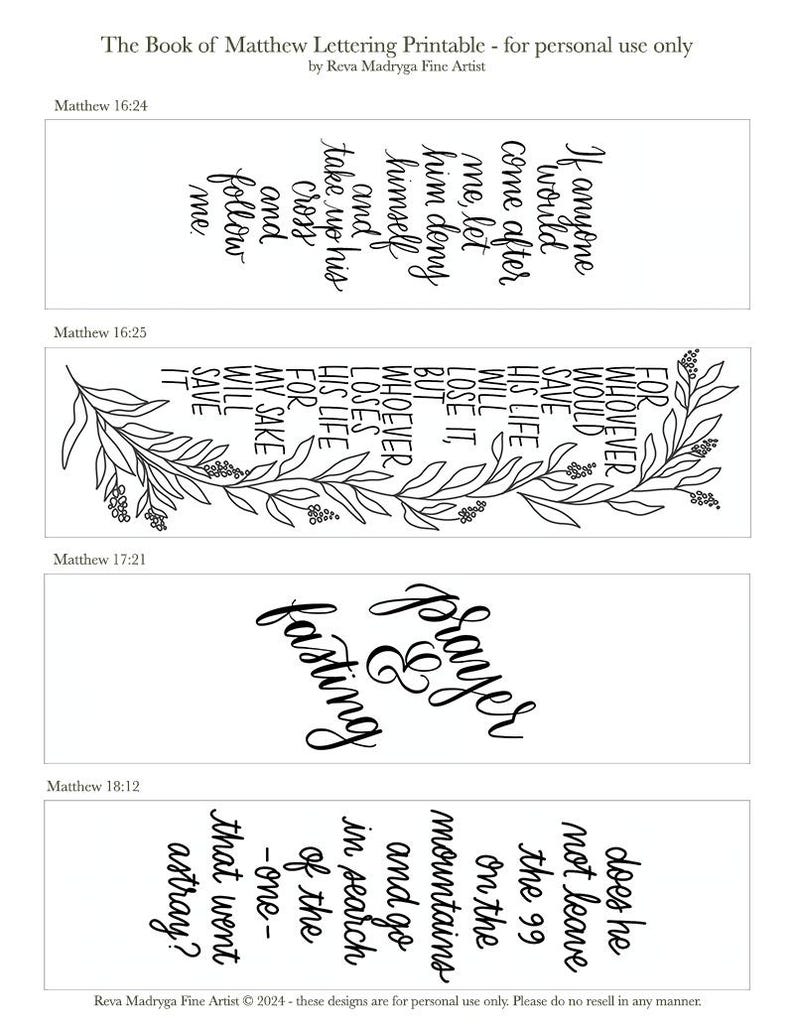 Matthew Lettering Template for Bible Journaling Hand Drawn Printable ...