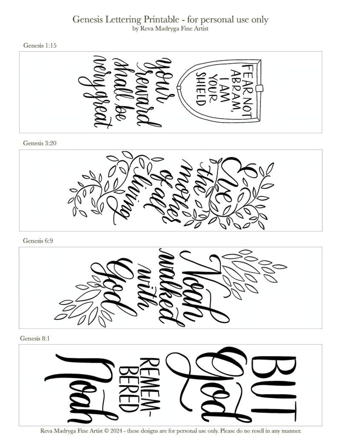 Genesis Lettering Template for Bible Journaling Hand Drawn Printable ...