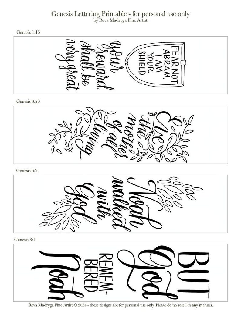 Genesis Lettering Template for Bible Journaling Hand Drawn Printable ...