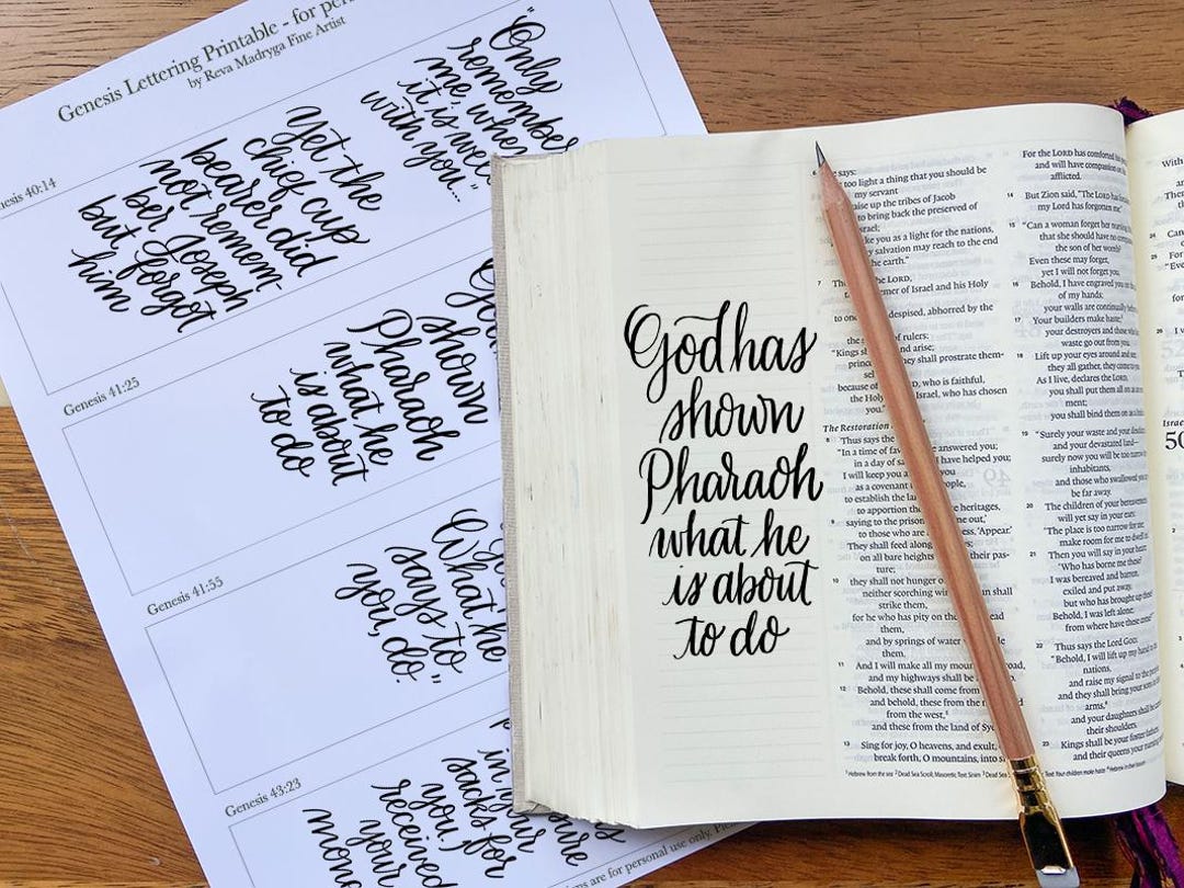 Genesis Lettering Template for Bible Journaling Hand Drawn Printable ...