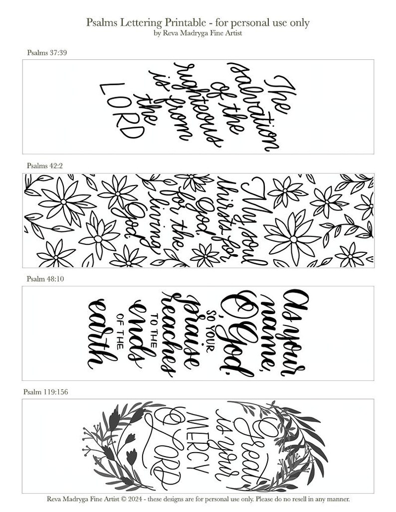 Psalms Lettering Template for Bible Journaling Hand Drawn Printable ...