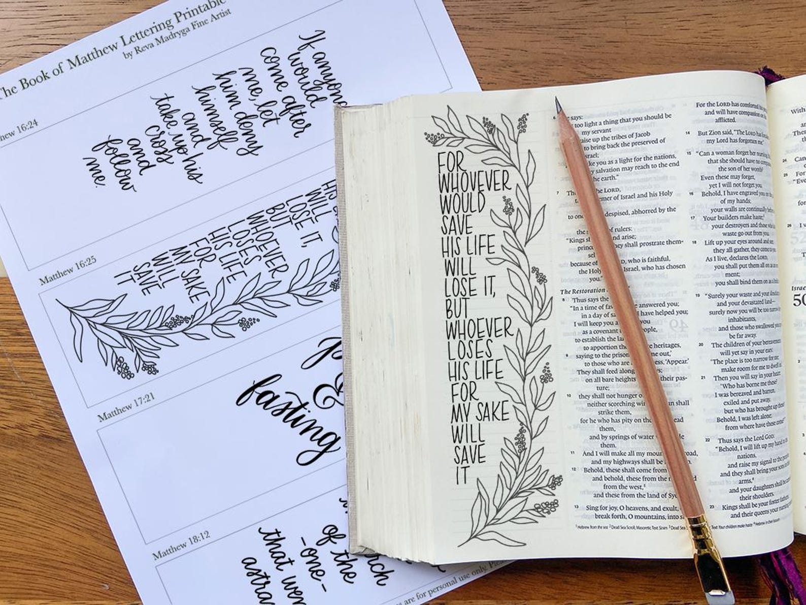 Matthew Lettering Template for Bible Journaling Hand Drawn Printable ...