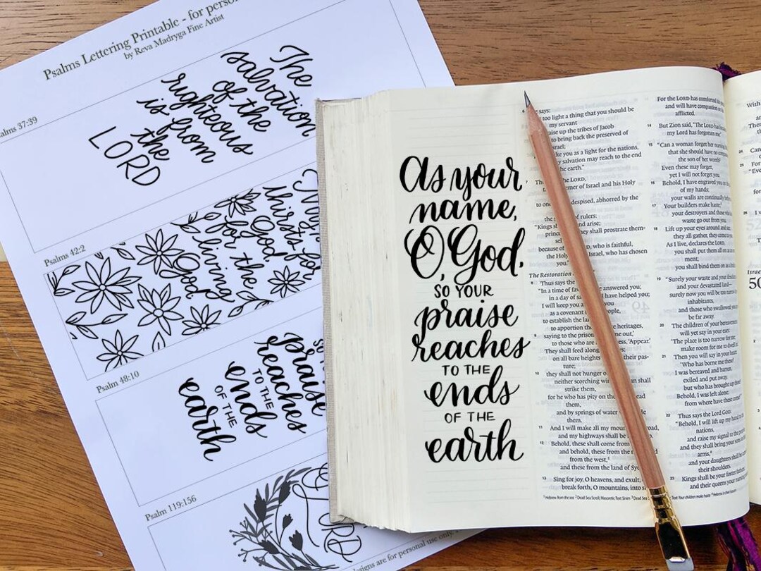 Psalms Lettering Template for Bible Journaling Hand Drawn Printable ...