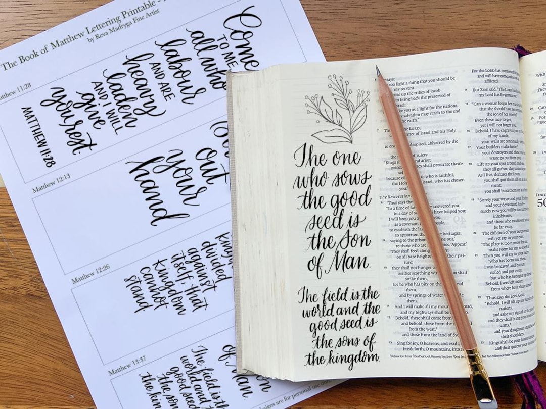 Matthew Lettering Template for Bible Journaling Hand Drawn Printable ...