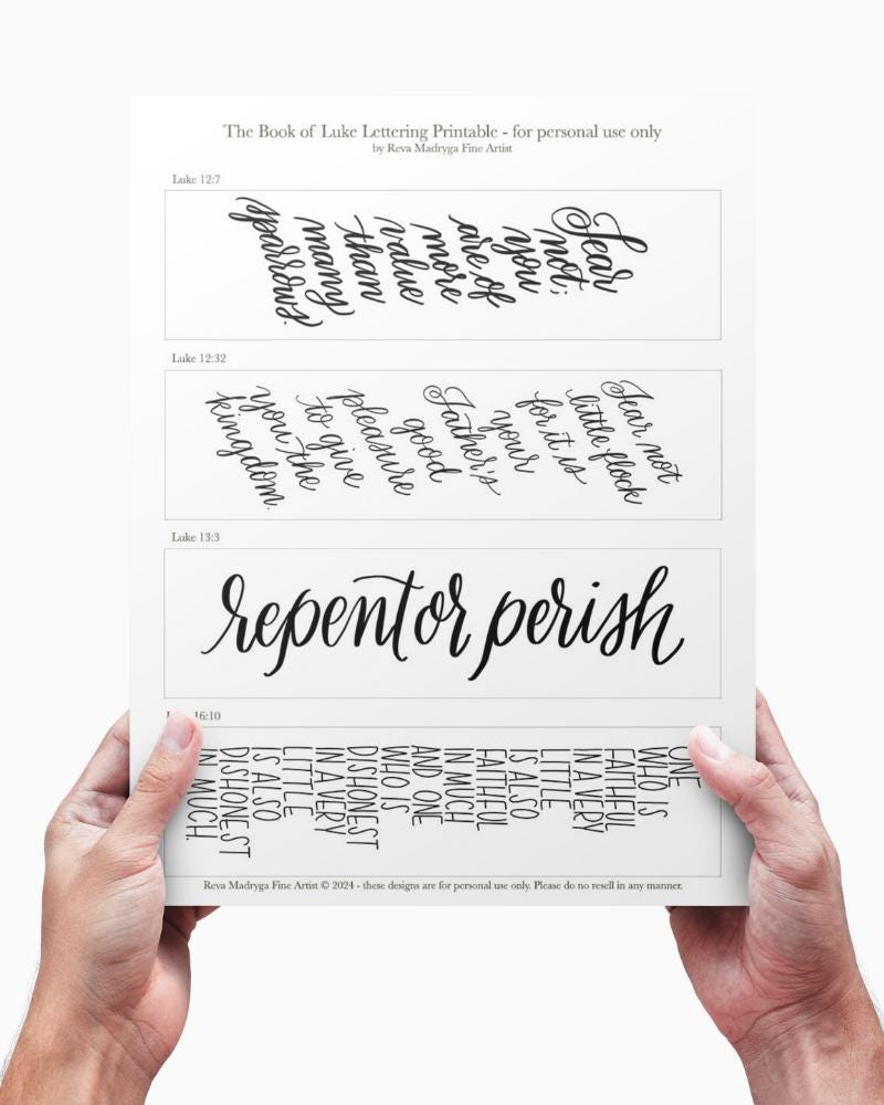 Luke Lettering Template for Bible Journaling Hand Drawn Printable ...