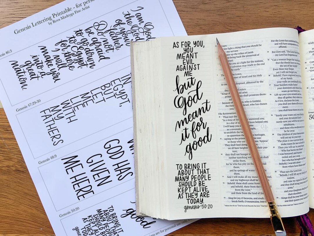 Genesis Lettering Template for Bible Journaling Hand Drawn Printable ...