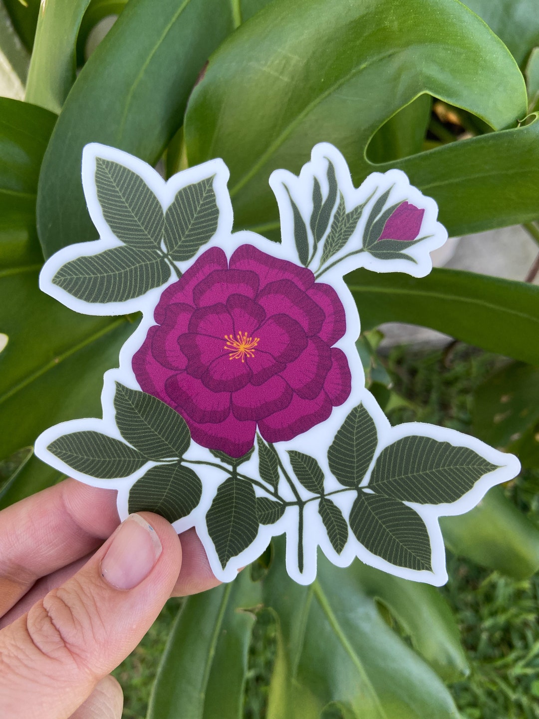 Rose Vinyl Sticker - Gift, Laptop Water Bottle Sticker, Waterproof ...