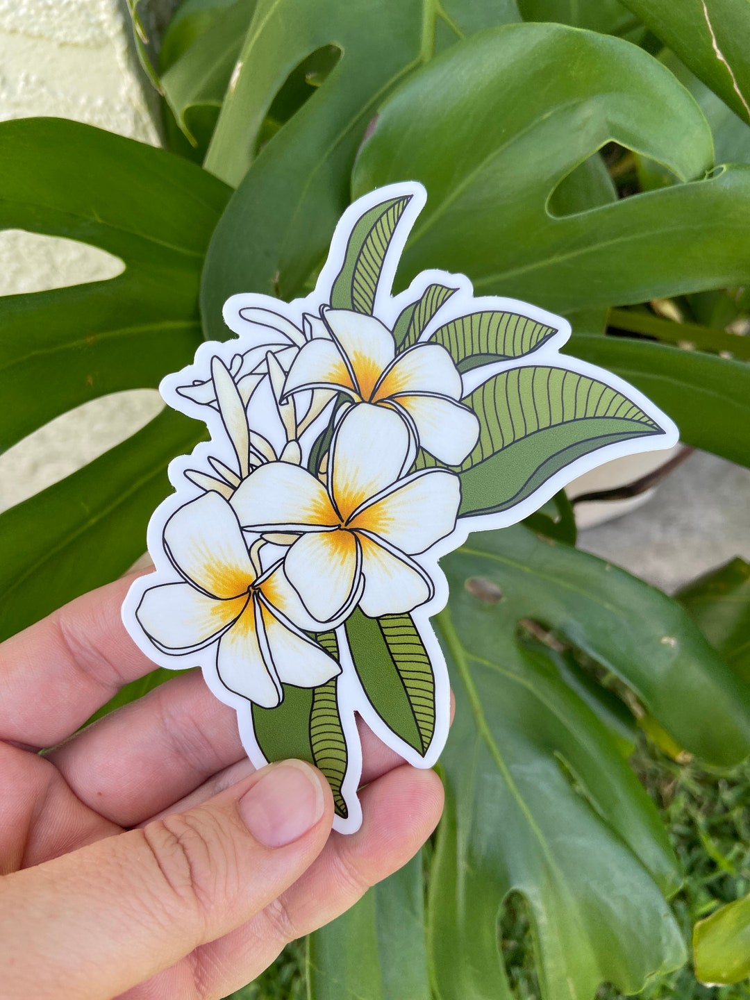 Plumeria Vinyl Sticker - East Coast Gift, Laptop Water Bottle Sticker ...