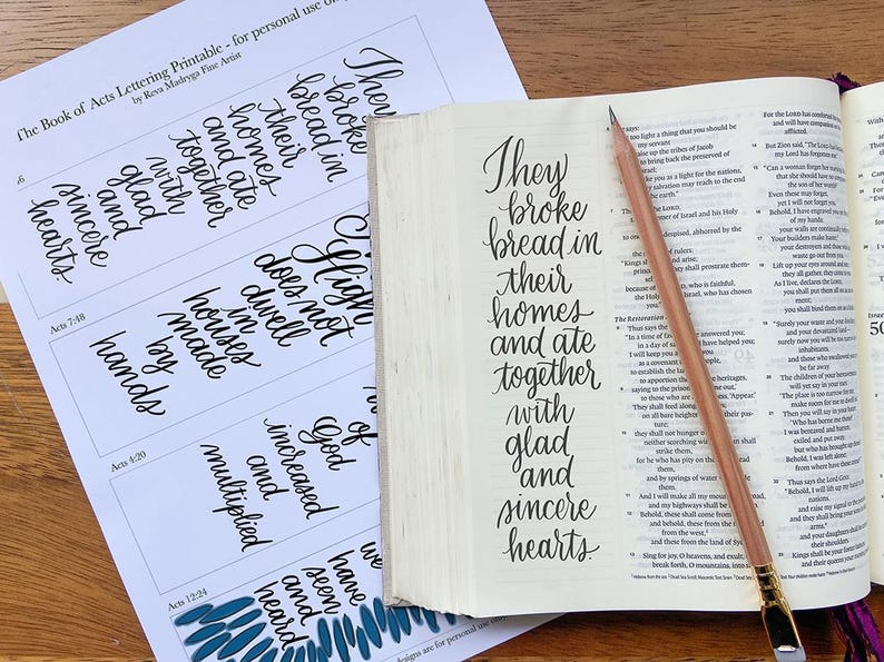 Acts Lettering Template for Bible Journaling Hand Drawn Printable ...
