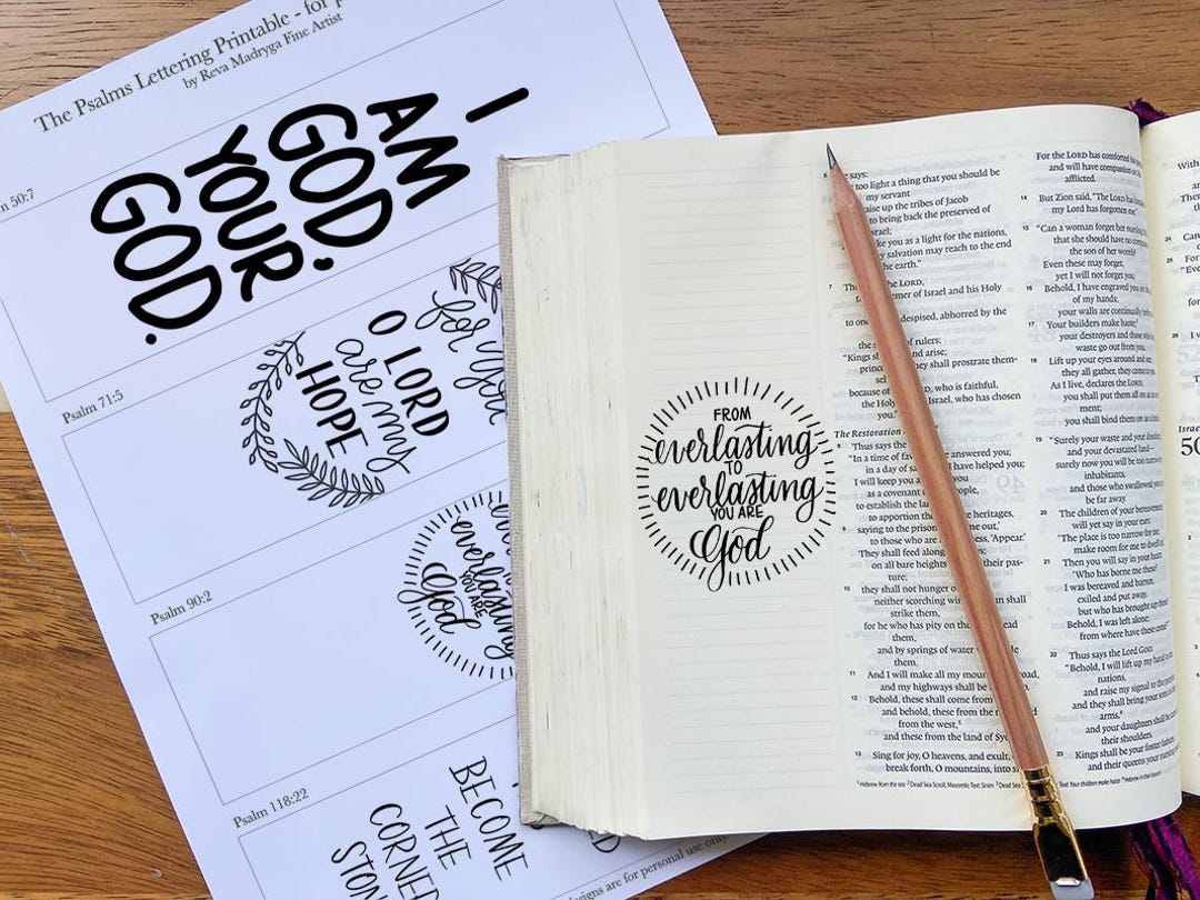 Psalms Lettering Template for Bible Journaling Hand Drawn Printable ...