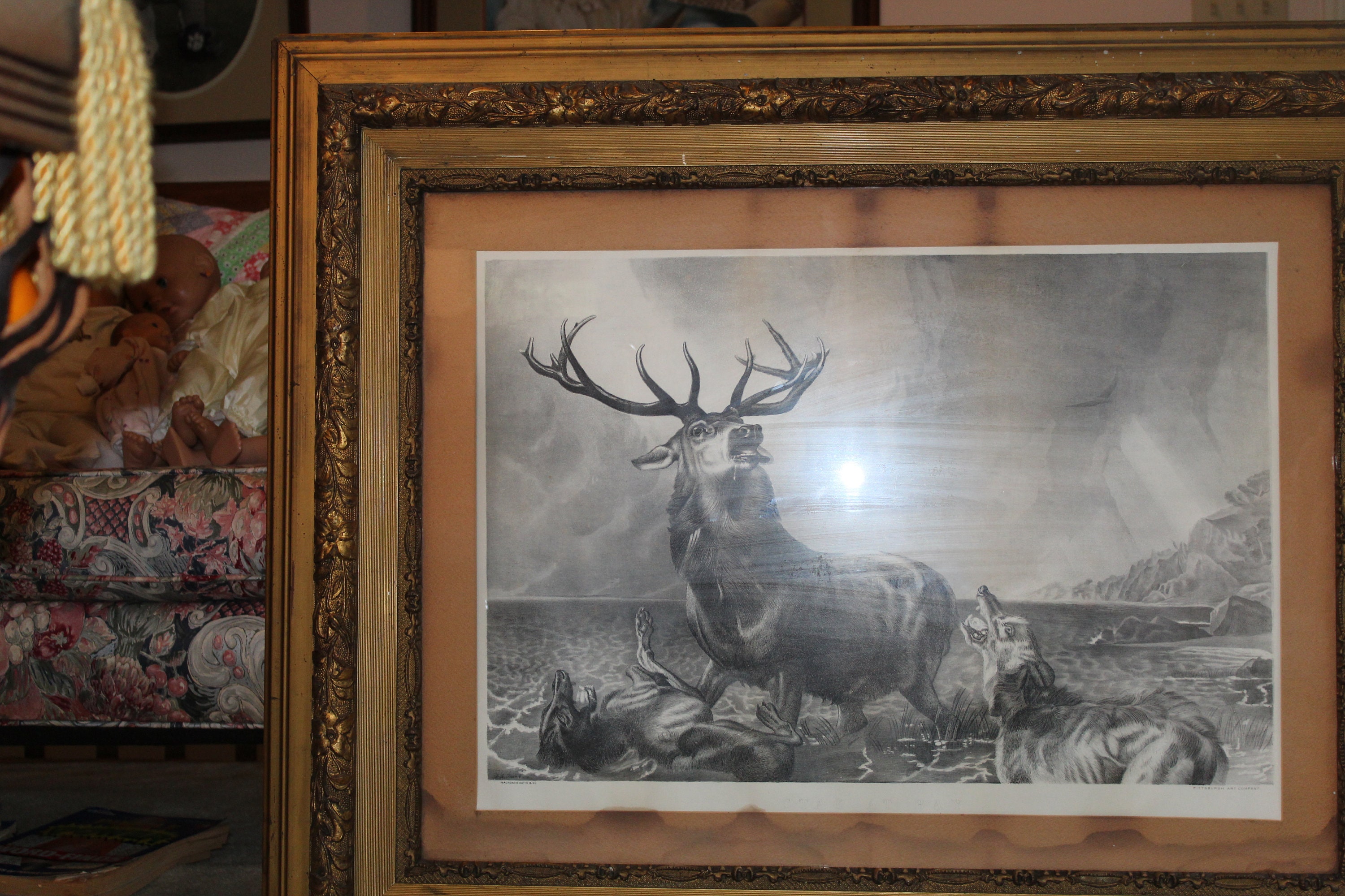 Stag Animal Engraving-the Stag at Bay-by Thomas Landseer Engraving-make ...