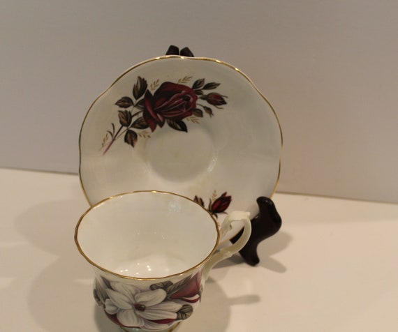 Cup and Saucer Porcelain Rose Design | Etsy