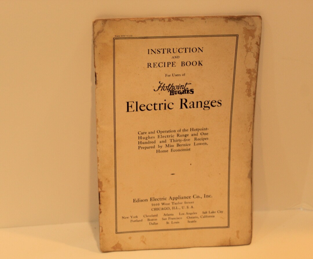 Vintage Instruction and Recipe Book-hotpoint-hughes Electric - Etsy