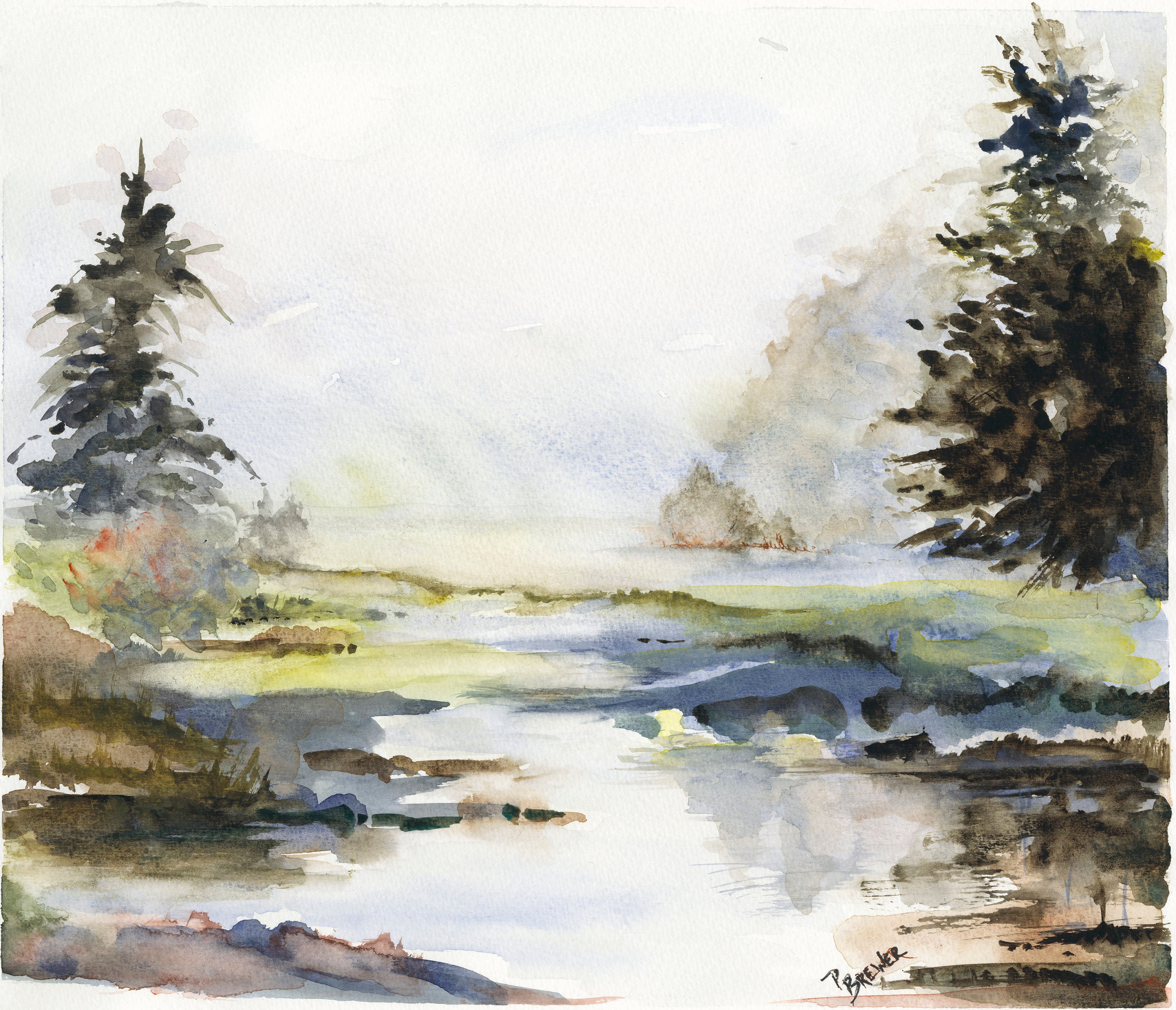 Signed Watercolor Print "the Flood" by Patricia Brewer NC Artist - Etsy