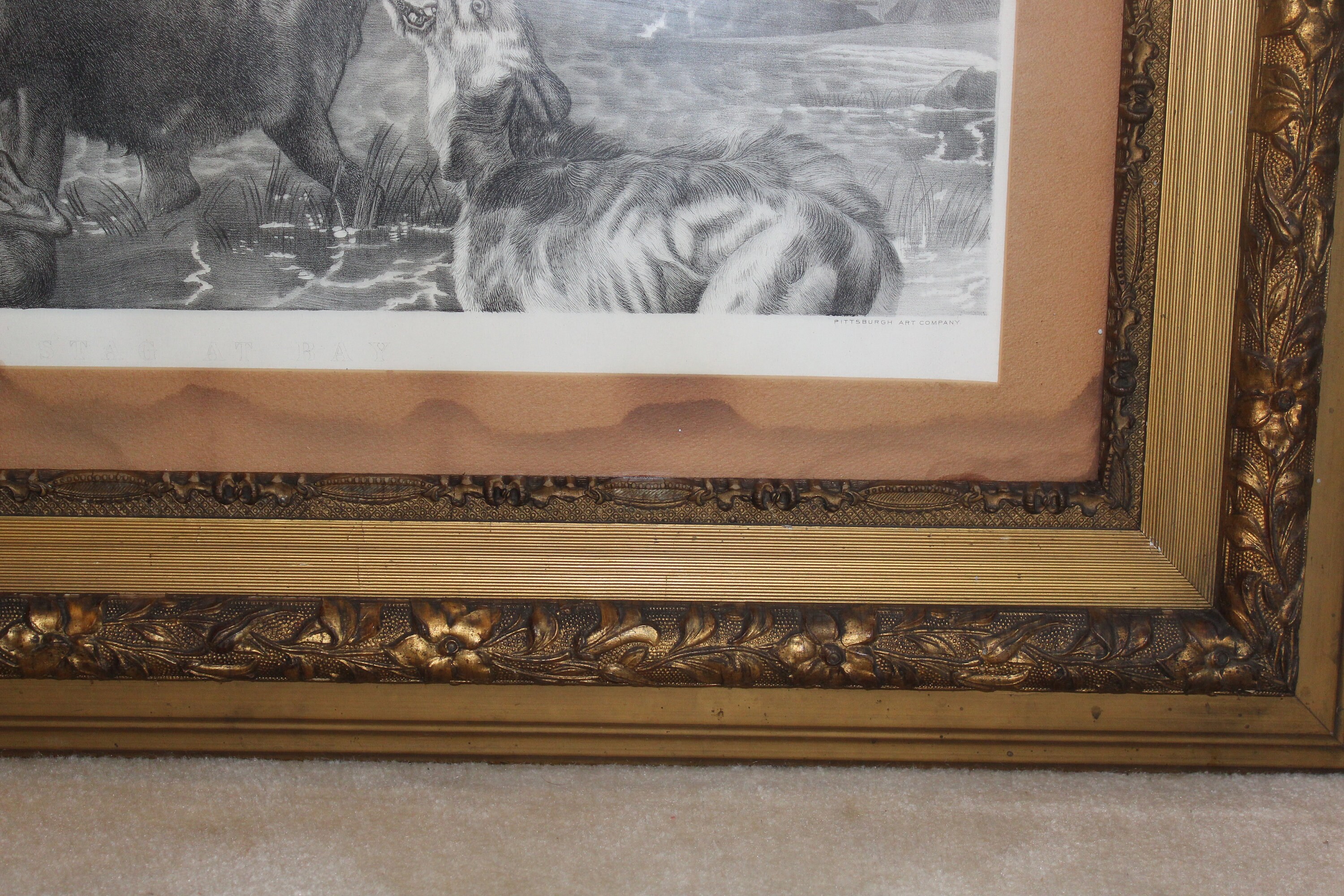 Stag Animal Engraving-the Stag at Bay-by Thomas Landseer Engraving-make ...