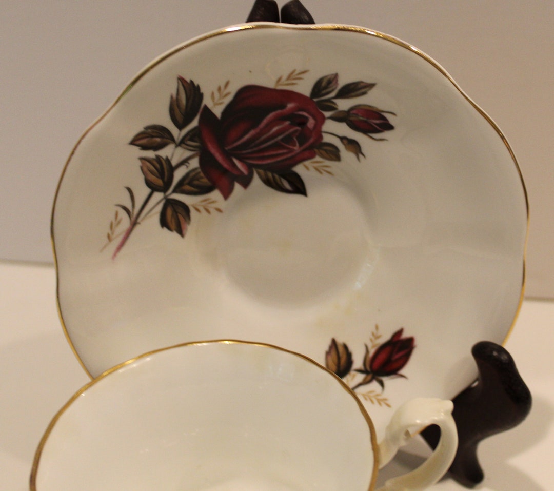 Cup and Saucer Porcelain Rose Design - Etsy
