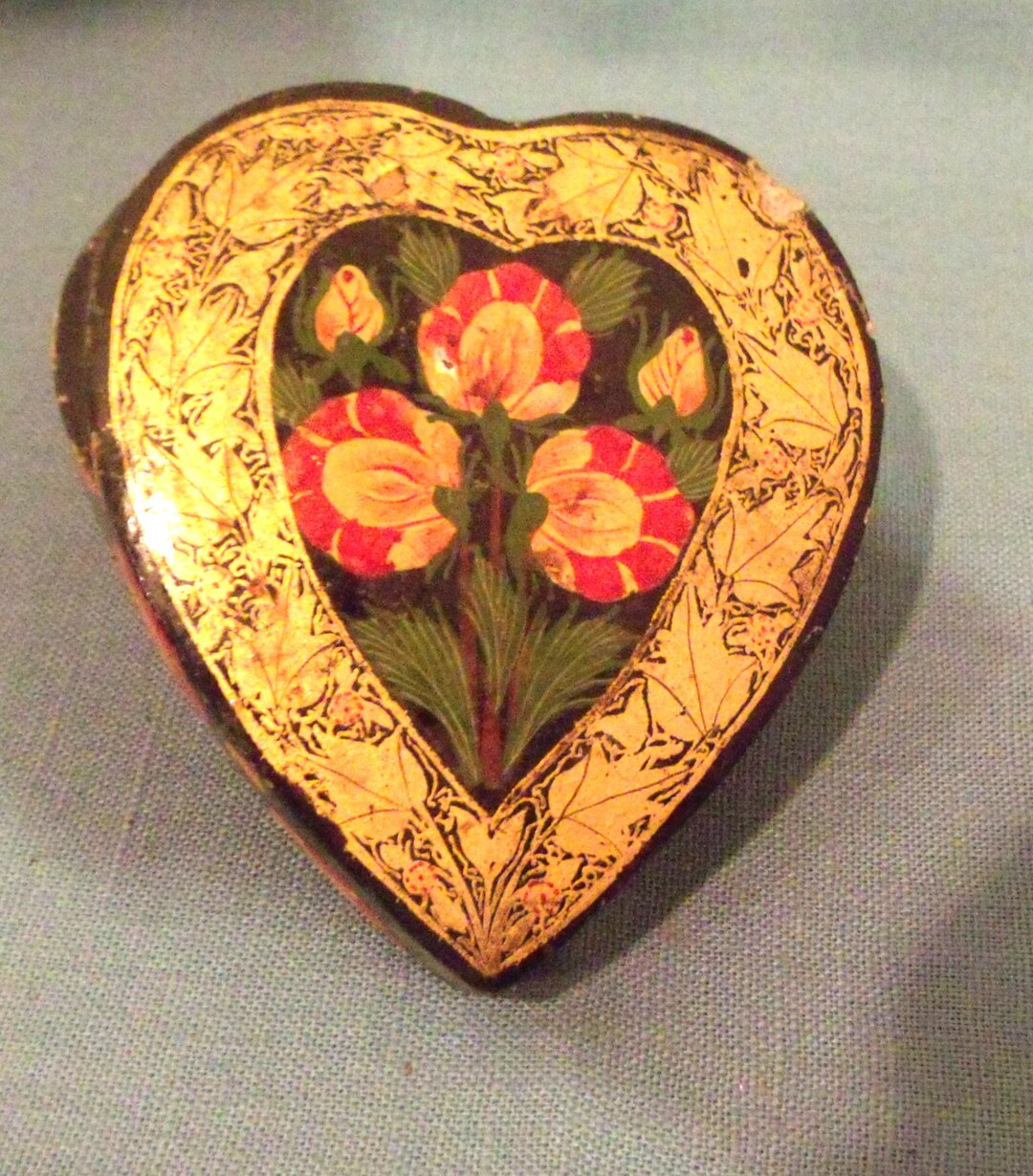 Valentine Heart Tin Trinket Valentine Heart Shaped Box-green, Red ...