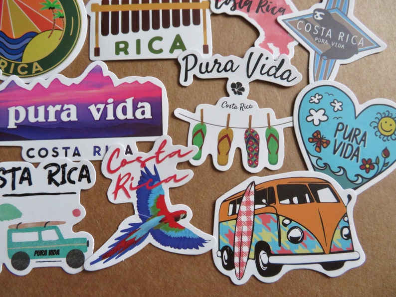 Costa Rica Pura Vida Theme Sticker Pack, Central America Travel ...