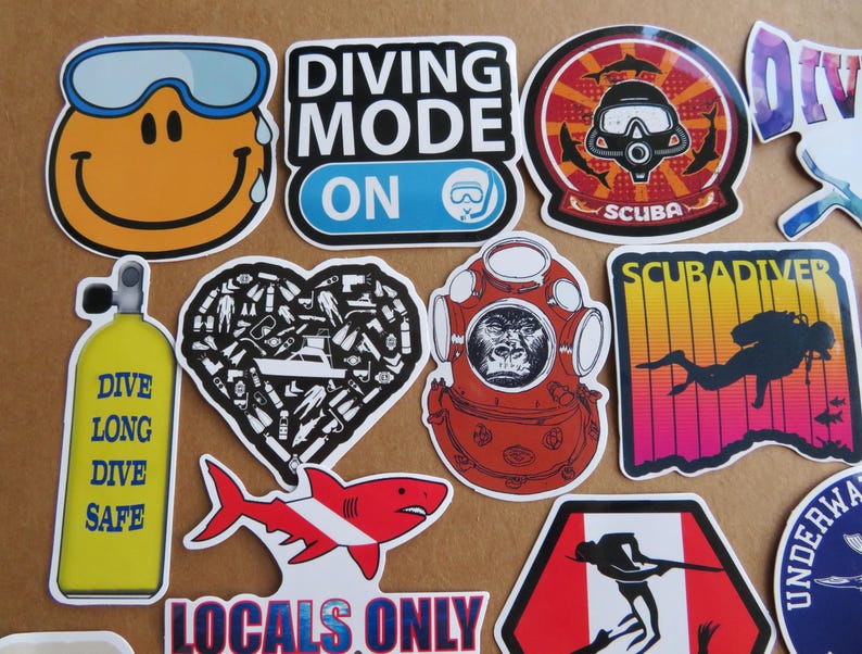 30 Illustrated Scuba Diving Stickers, Dive Planner Journal Scrapbooking ...
