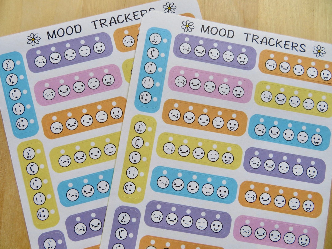 Daily Mood Emotion Tracker Planner Stickers, Illustrated Emotions Face ...